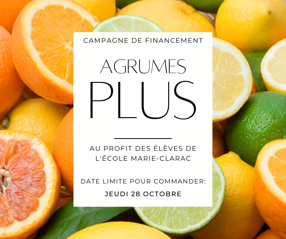 Campagne Agrumes Plus - FMLC 2021 - École Marie-Clarac